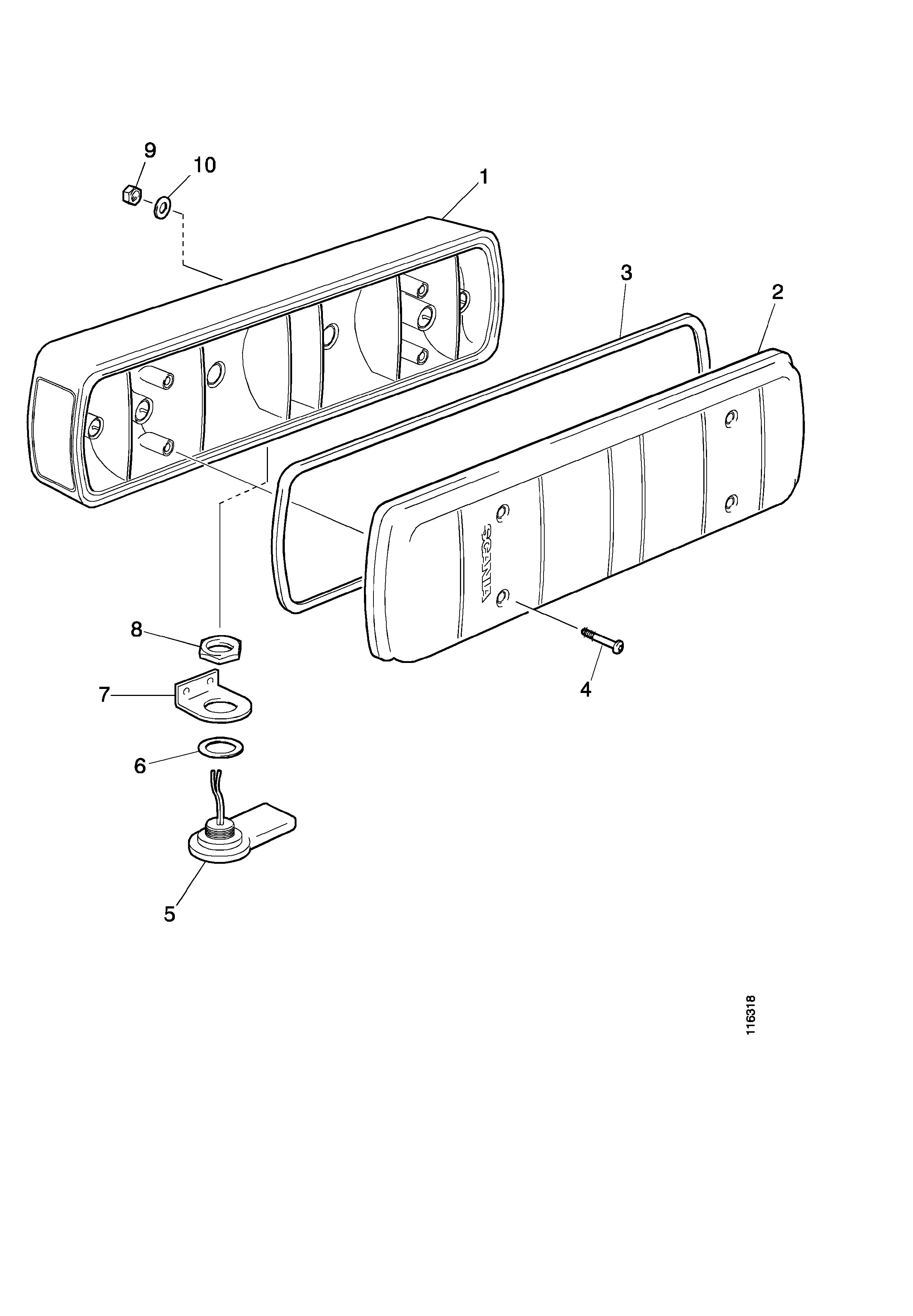 1504610 Задний комбинированный фонарь лев. (подводка снизу) для Scania ...