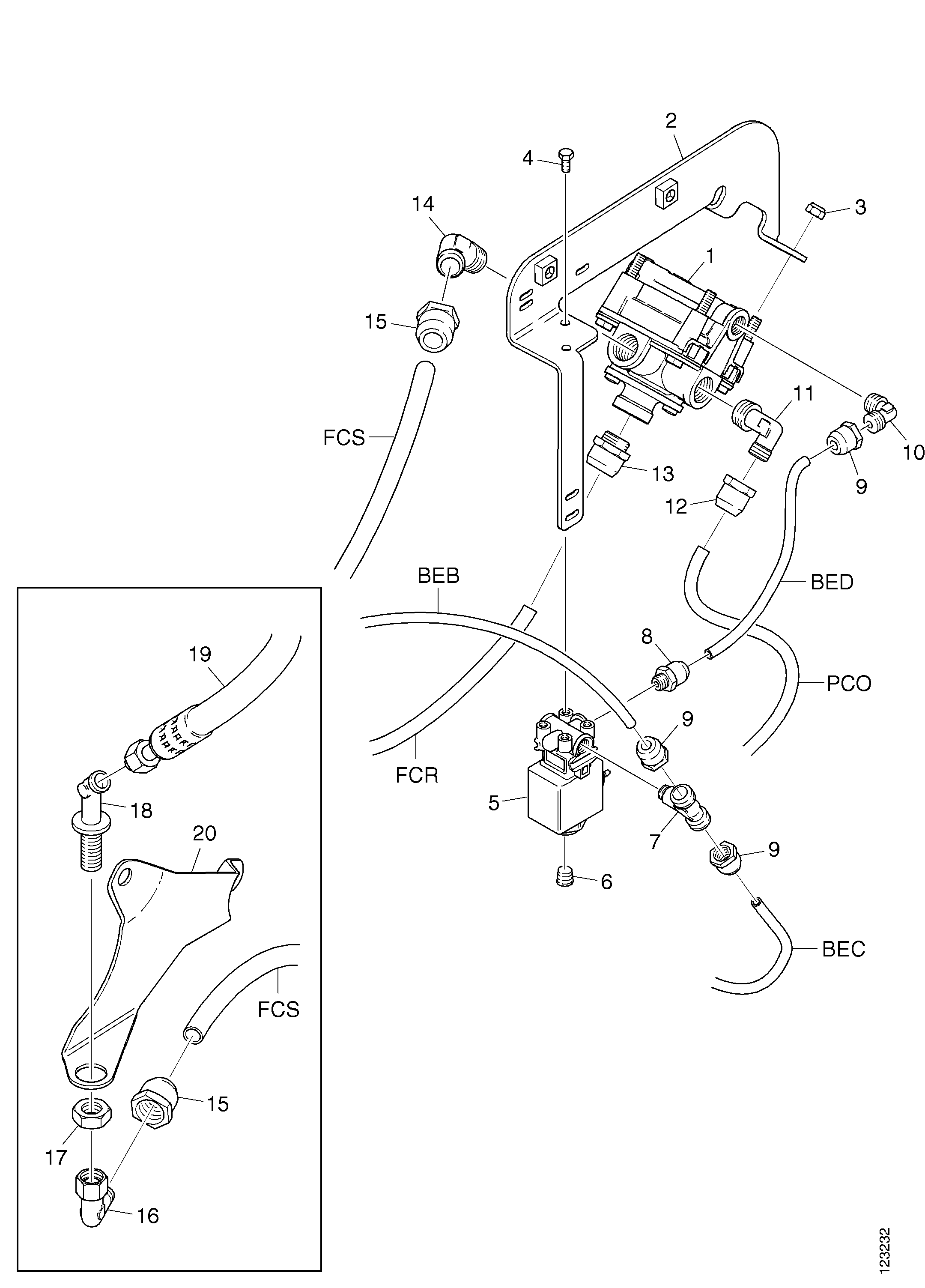 1413698 Ускорительный клапан тормозной системы тягача Скания для Scania ...
