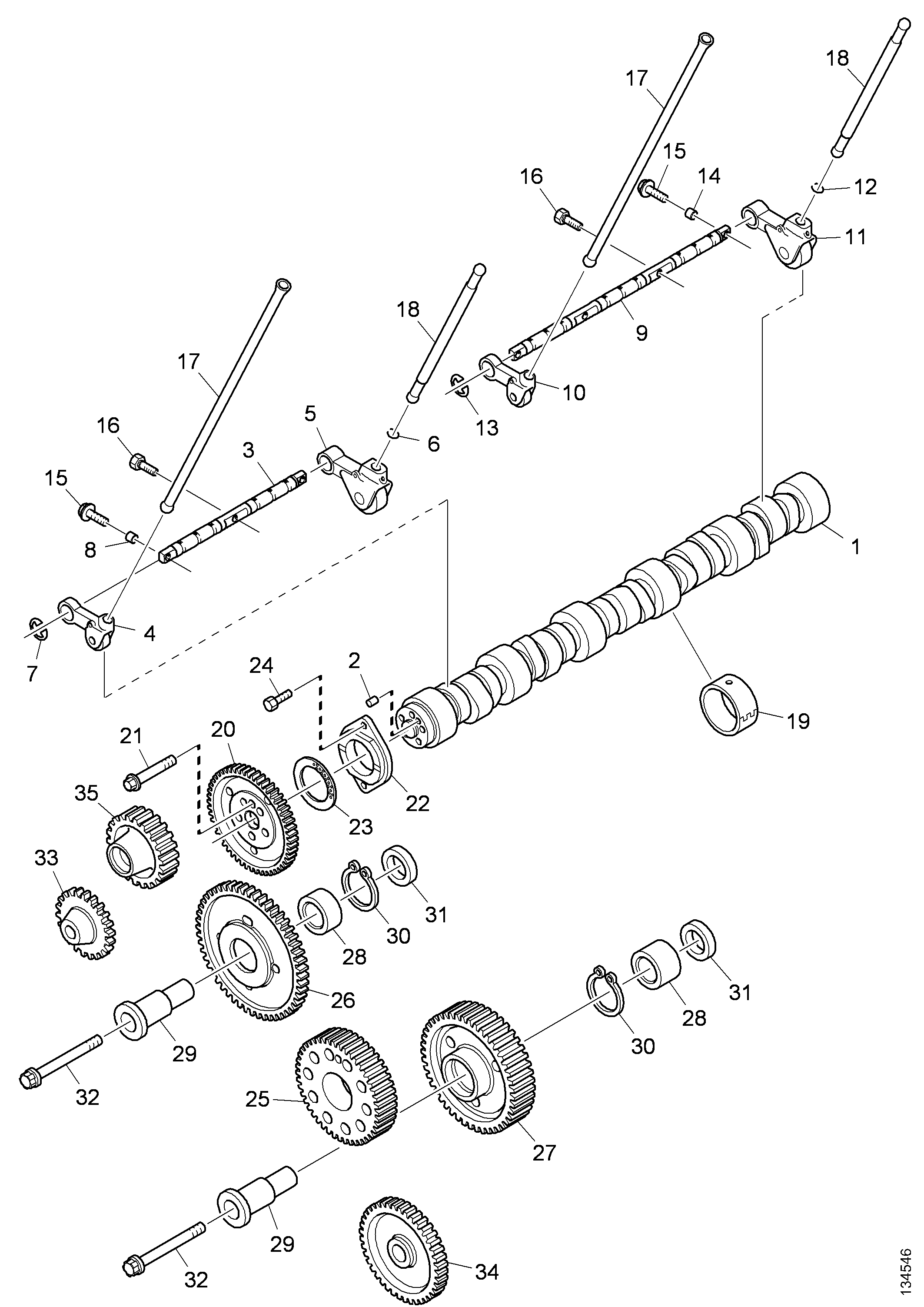 1891694 Вал роликовых толкателей 9 литровый двигатель для Scania ...
