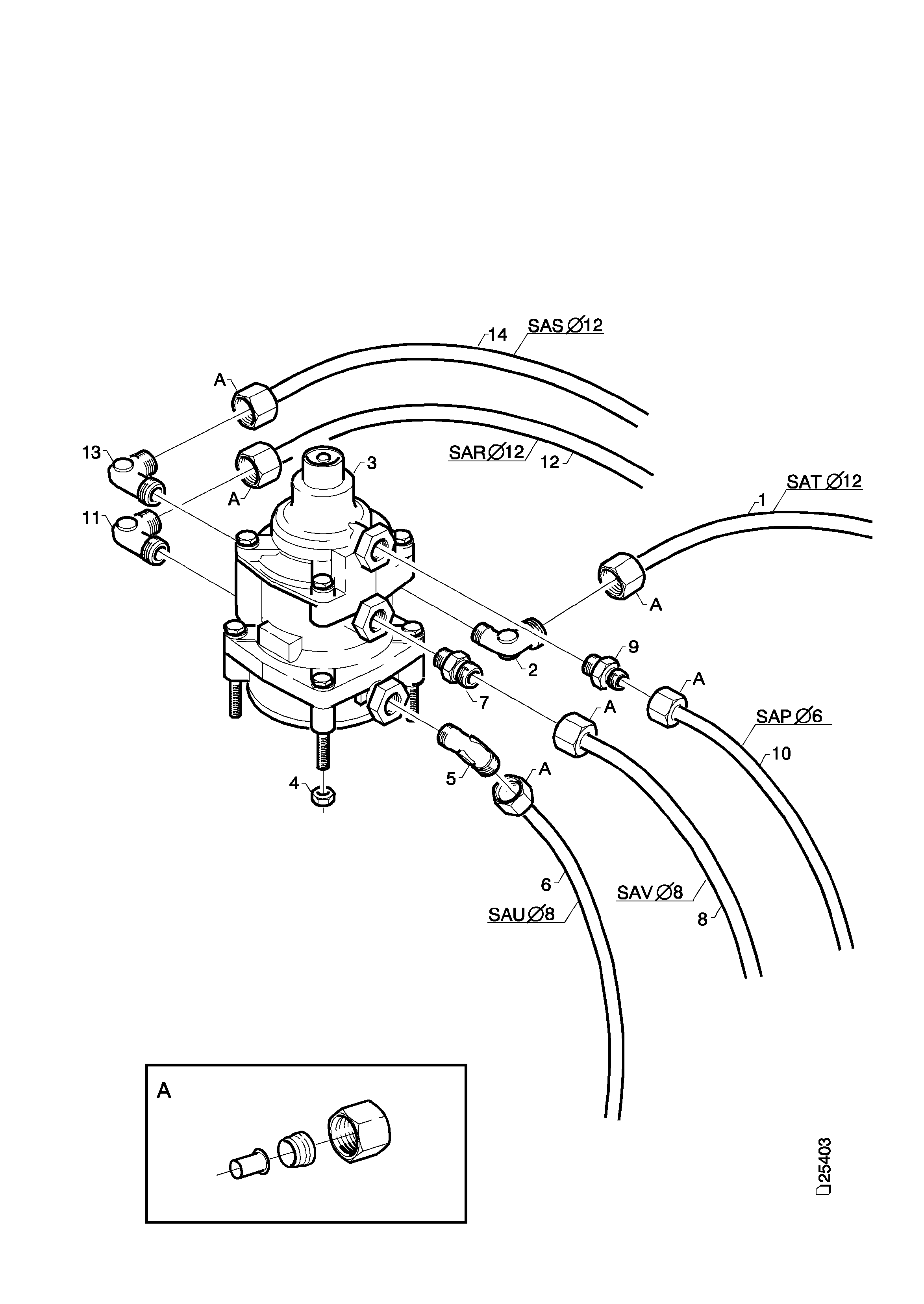 1350096 Кран управления тормозами прицепа тип Wabco для Scania ...