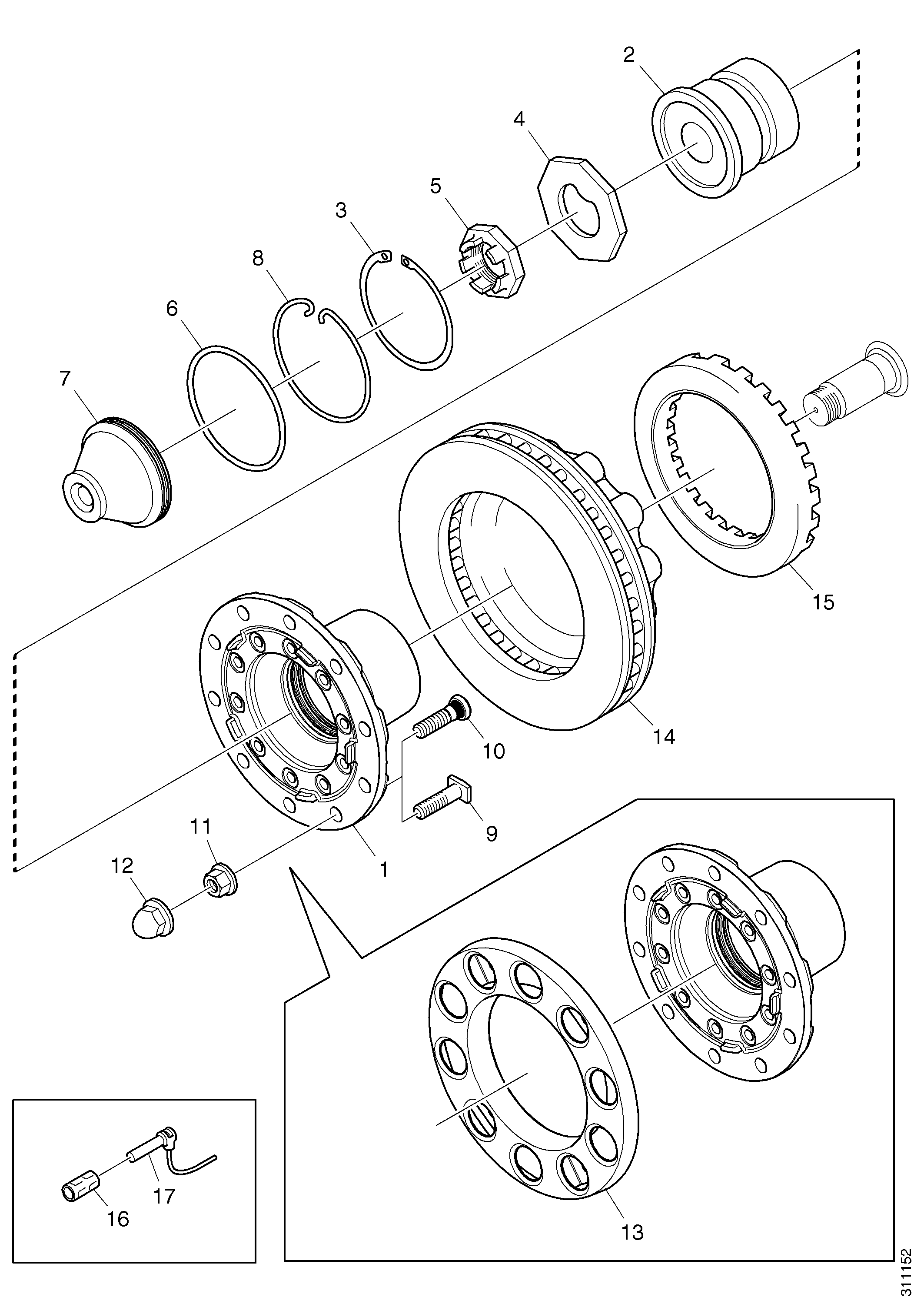 1868663 Ступица переднего колеса Скания в сборе с подшипником (нового ...