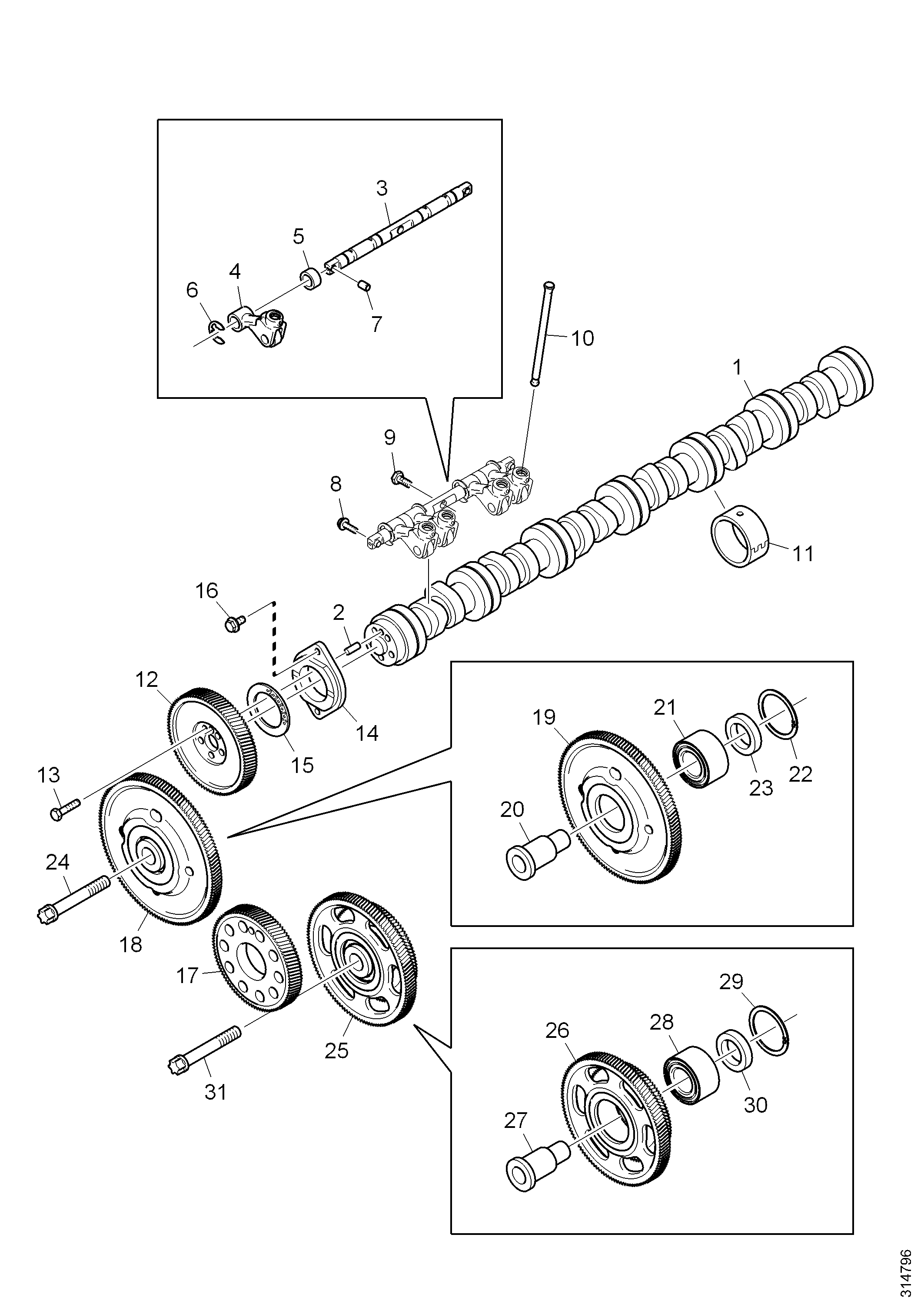1775044 Вал роликовых толкателей D13 XPI в сборе для Scania ...