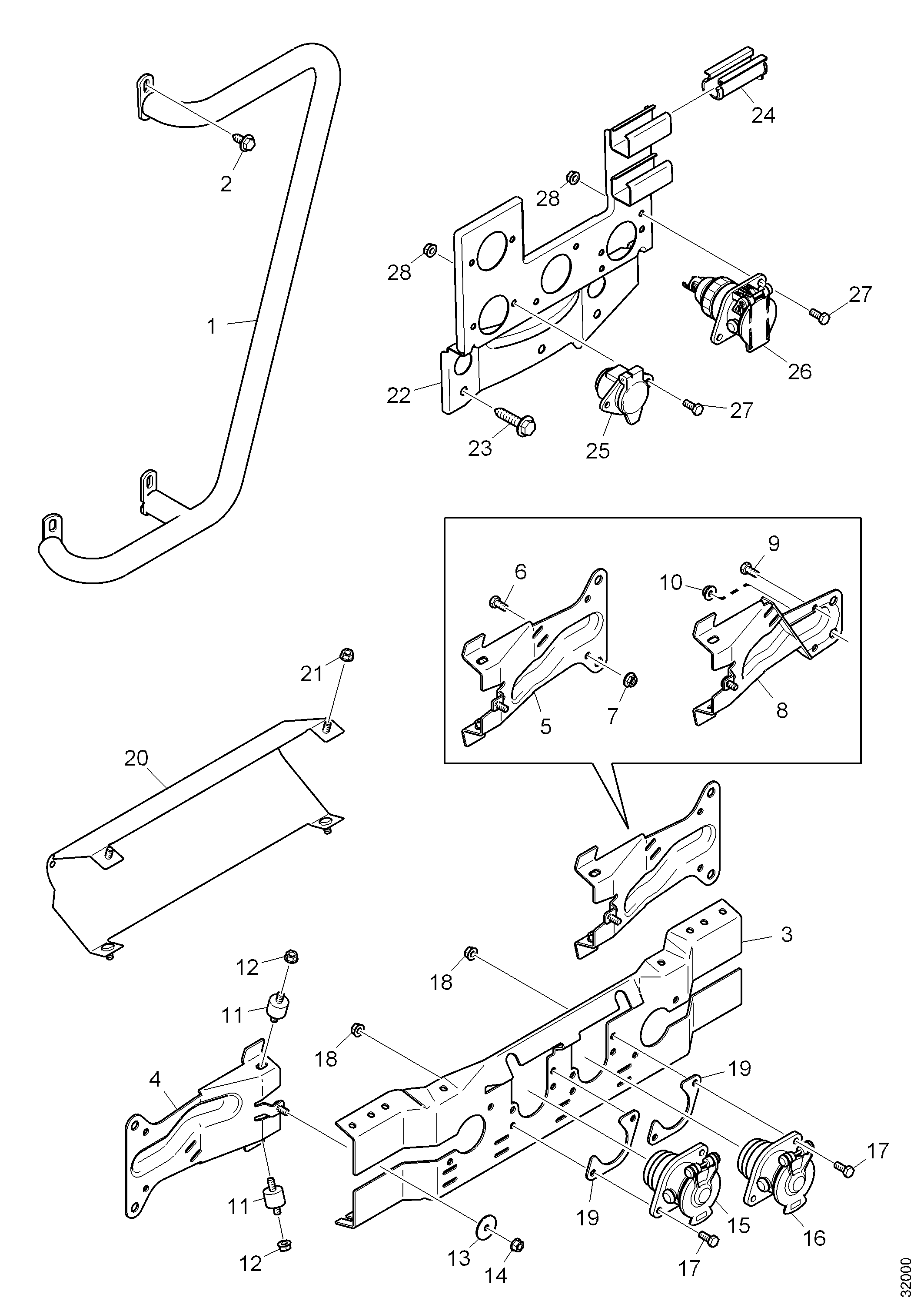 1522440 Кронштейн крепления поперечины электроразьёмов прицеп - тягач ...