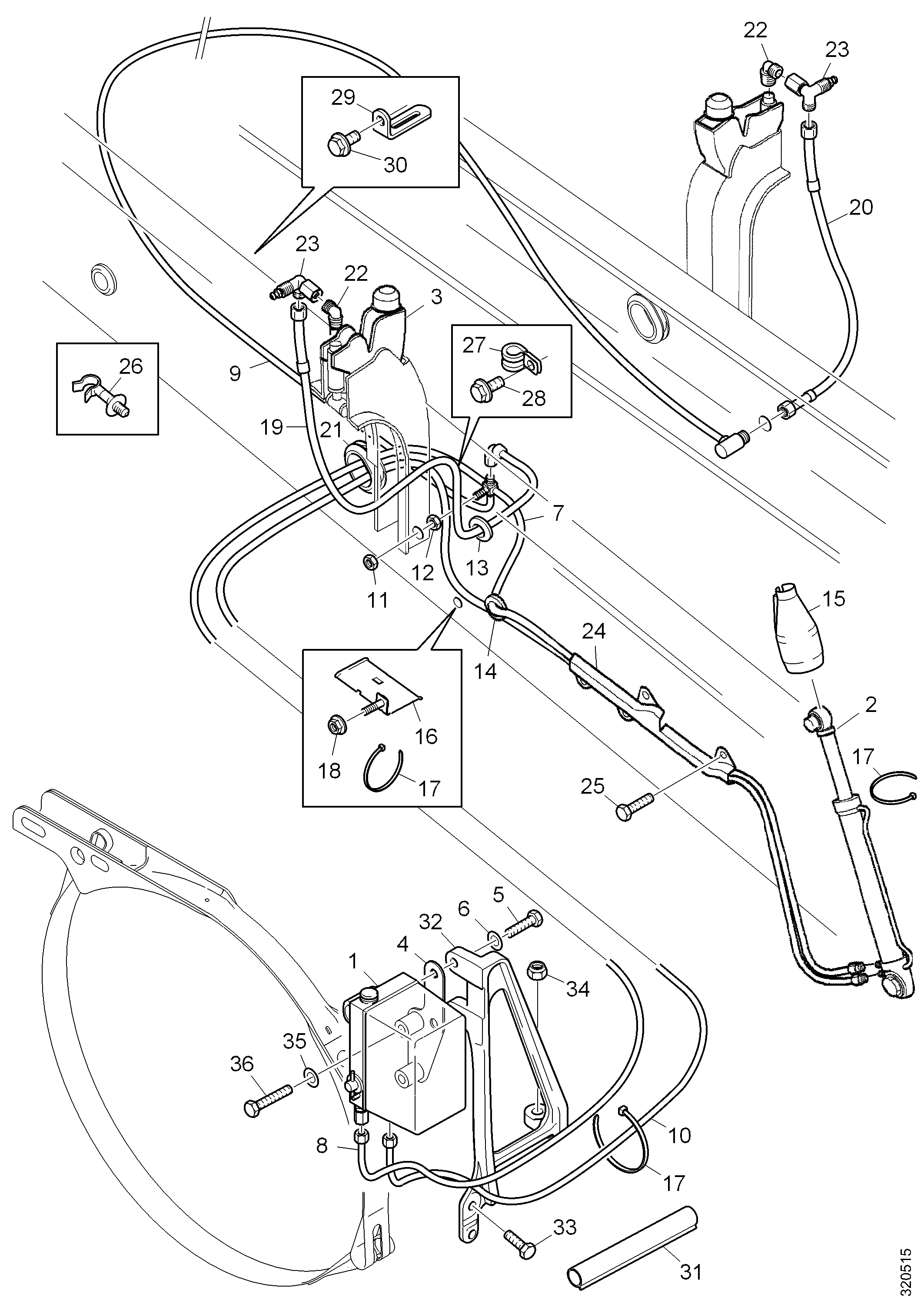 1799296 Кронштейн проставка межну насосом подъёма кабины для Scania ...