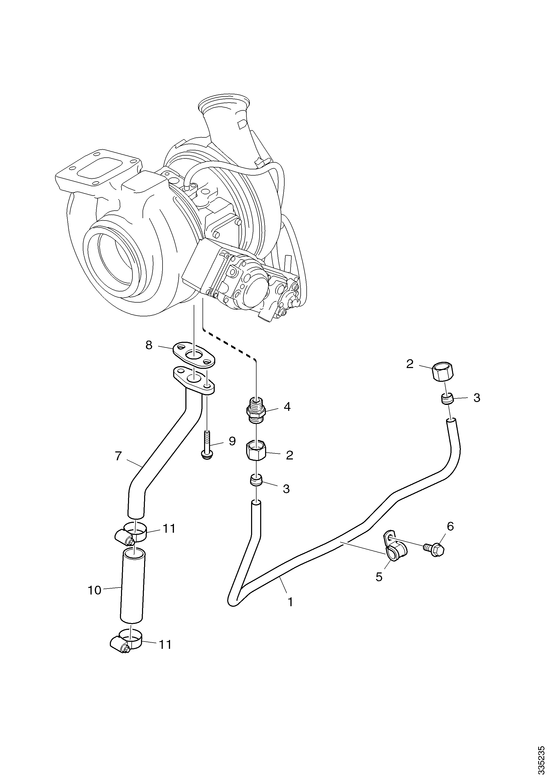 1879620 Трубка системы смазки турбокомпрессора D13 EGR для Scania ...